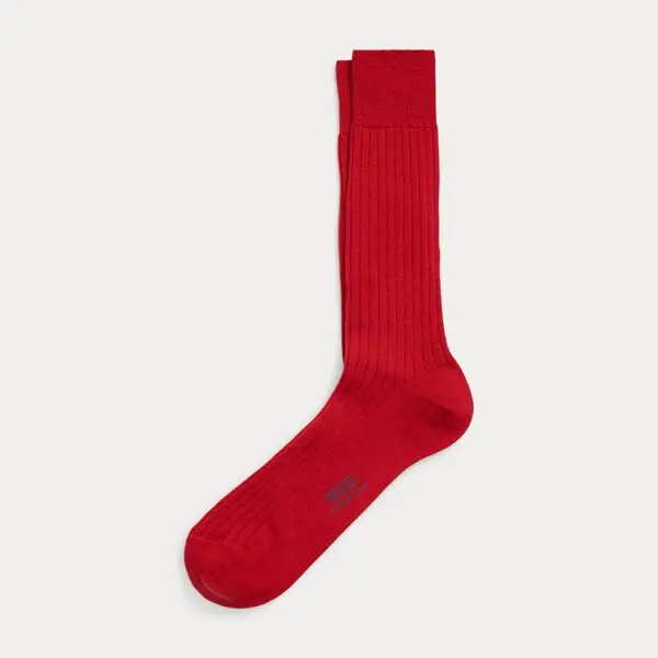 Ralph Lauren Ribbed Merino Wool-blend Dress Socks - Red
