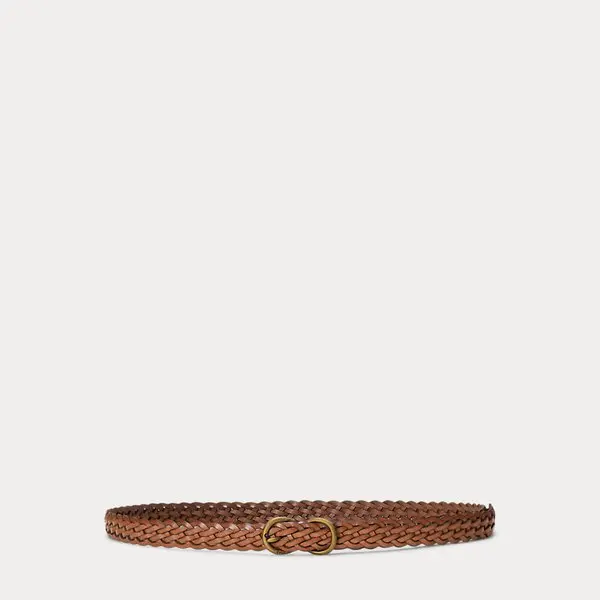 Ralph Lauren Braided Vachetta Leather Skinny Belt - Cuoio