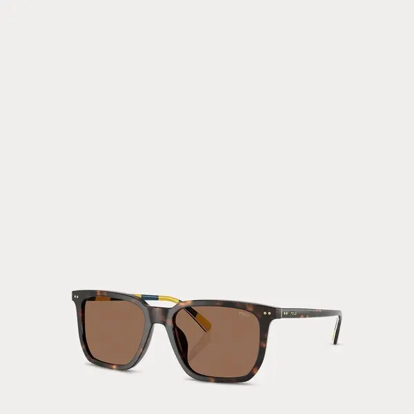 Ralph Lauren Heritage Rugby-stripe Rectangle Sunglasses - Shiny Dark Havana