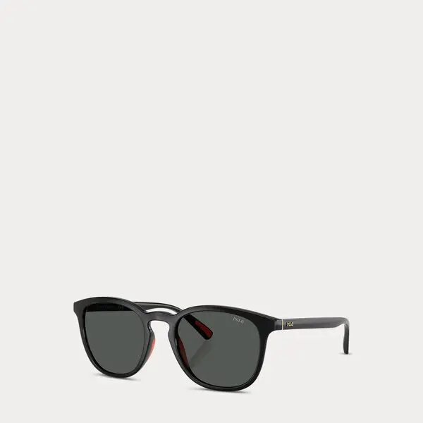 Ralph Lauren Heritage Round Frame Sunglasses - Shiny Black