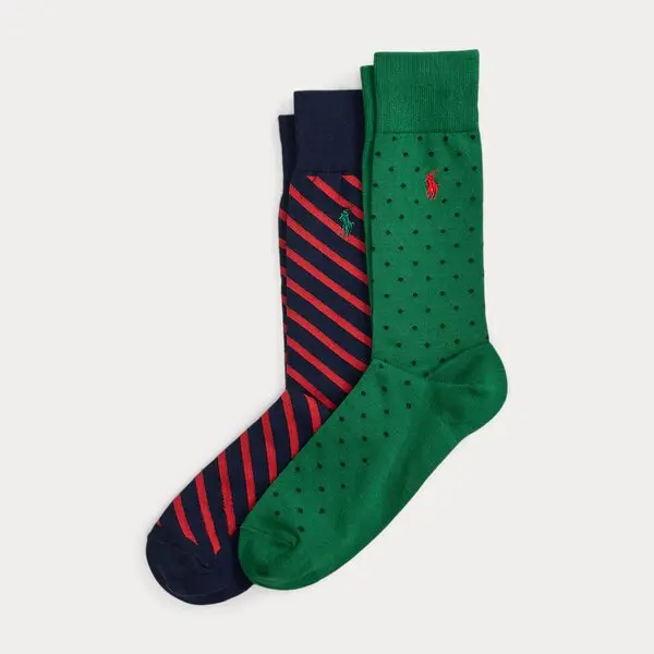 Ralph Lauren Trouser Sock 2-pack - Green/navy/red