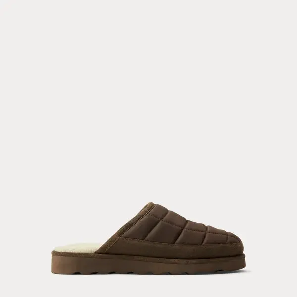 Ralph Lauren Reade Suede-trim Quilted Scuff Slipper - Brown/cream