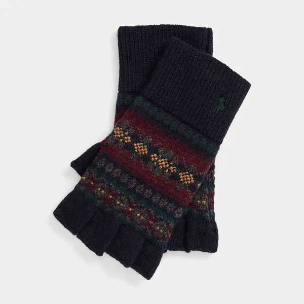 Ralph Lauren Fair Isle Wool-blend Fingerless Gloves - Navy Multi