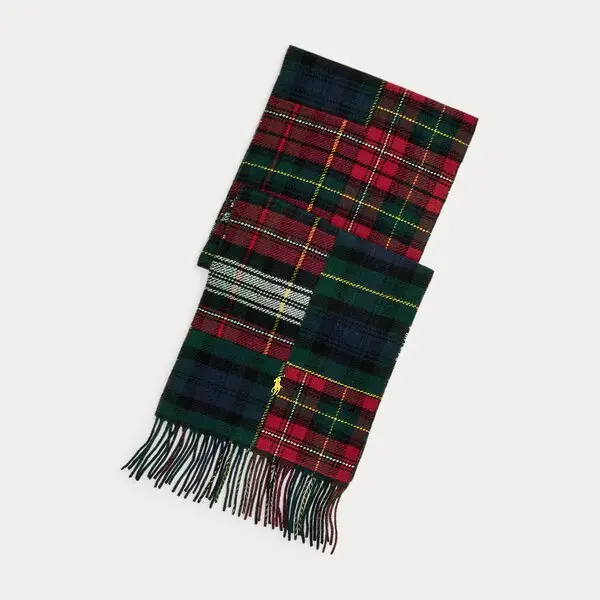 Ralph Lauren Patchwork Plaid Wool-blend Scarf - Red Multi