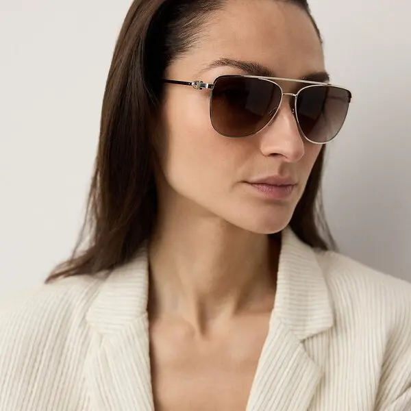 Ralph Lauren Stirrup Pilot Sunglasses - Shiny Silver