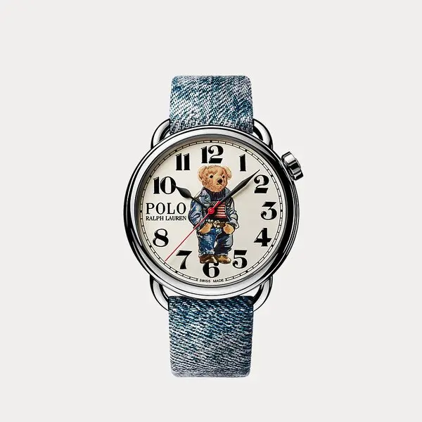 Ralph Lauren 42 Mm Polo Bear Steel Watch - White Dial