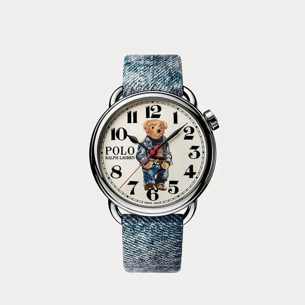 Ralph Lauren 42 Mm Polo Bear Steel Watch - White Dial
