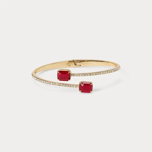 Ralph Lauren Pavé Gold-plated Stone Hinge Bangle - Gold/siam