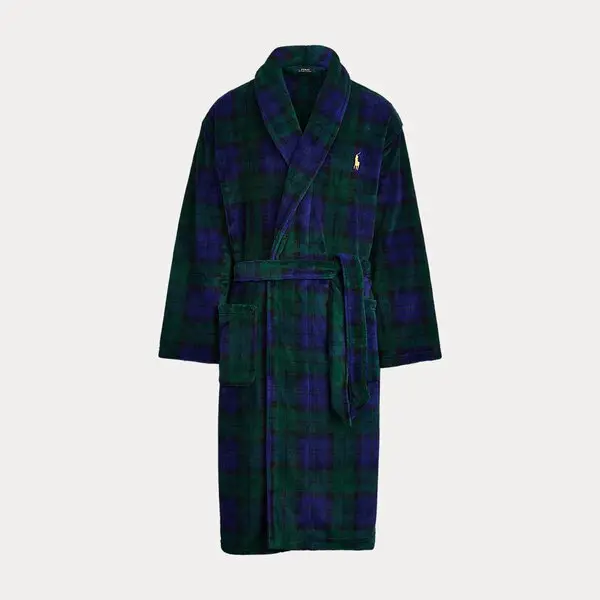 Ralph Lauren Tartan Plush Microfiber Robe - Blackwatch Plaid