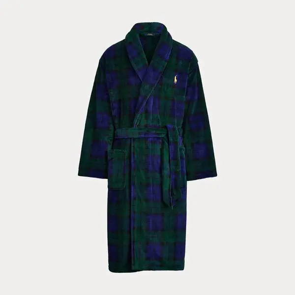 Ralph Lauren Tartan Plush Microfiber Robe - Blackwatch Plaid
