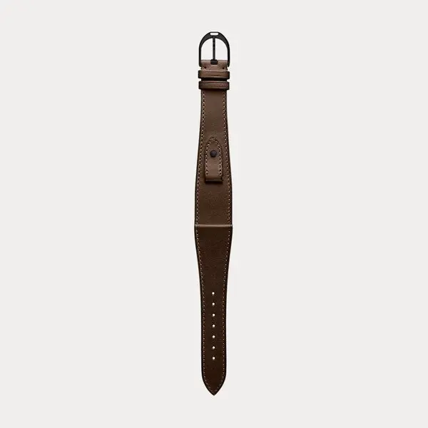 Ralph Lauren Medium Stirrup Calfskin Watch Strap - Dark Brown/black