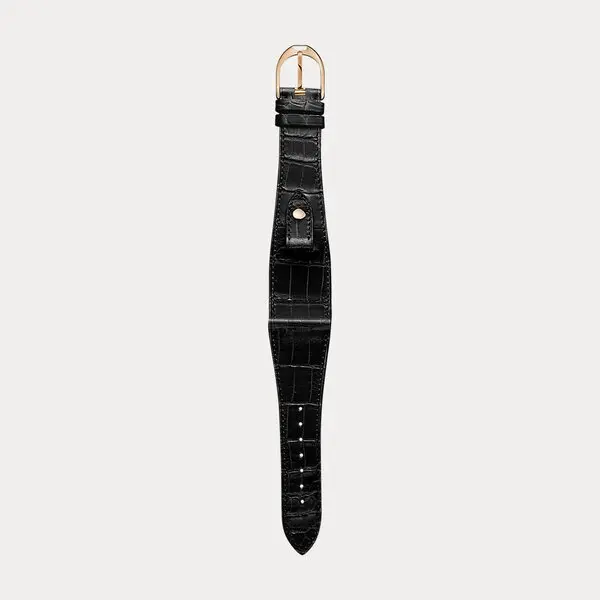 Ralph Lauren Large Stirrup Alligator Strap - Black/gold