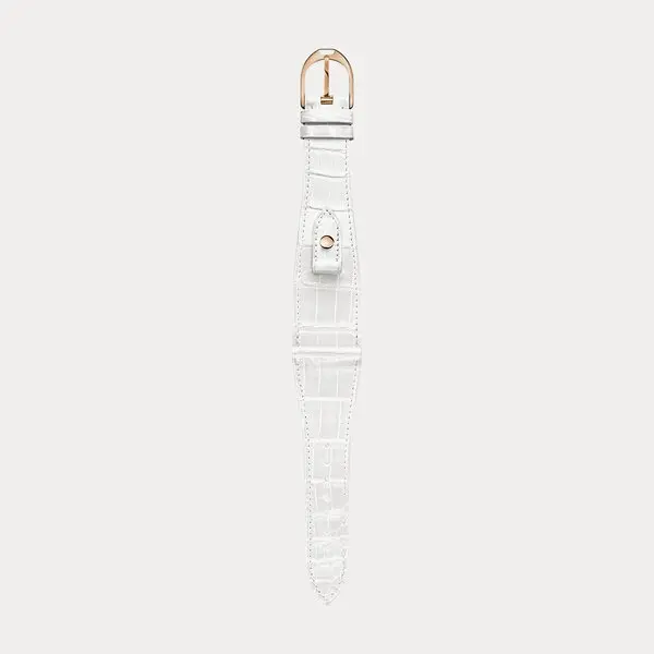 Ralph Lauren Large Stirrup Alligator Watch Strap - White/gold