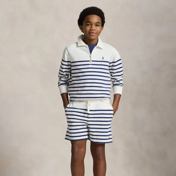 Ralph Lauren Striped French Terry Short - White/light Navy