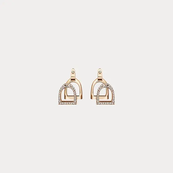 Ralph Lauren 18k Rose Gold Diamond Double-stirrup Earrings - Rose Gold With Diamonds