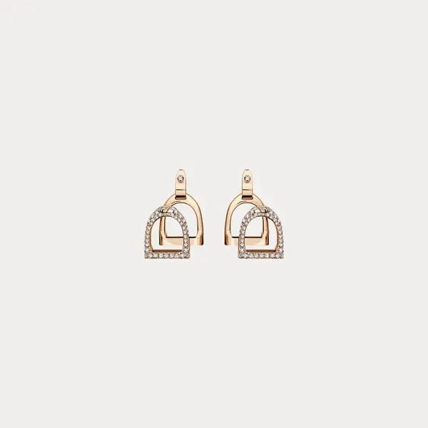 Ralph Lauren Pavé Diamond Double-stirrup Earrings - Rose Gold With Diamonds