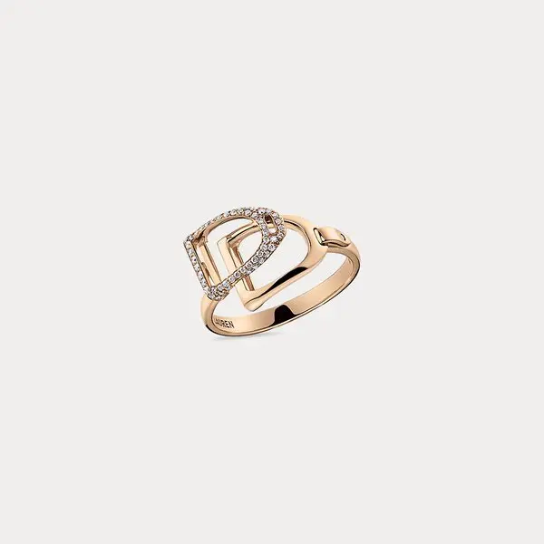 Ralph Lauren Pavé Diamond Double-stirrup Ring - Rose Gold With Diamonds