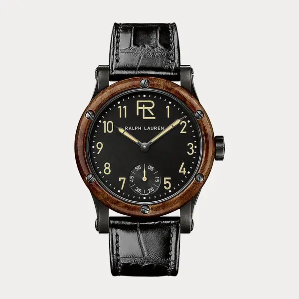 Ralph Lauren 45 Mm Steel Watch - Black Dial
