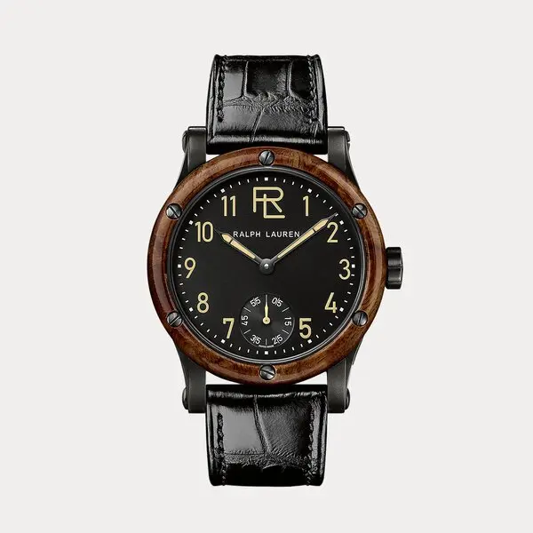 Ralph Lauren 45 Mm Steel Watch - Black Dial