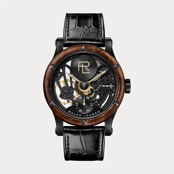 Ralph Lauren 45 Mm Skeleton Stainless Steel Watch - Black Skeleton Dial