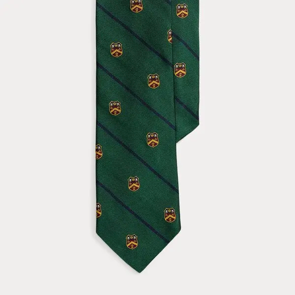 Ralph Lauren Striped Silk Repp Neck Tie - Dark Green