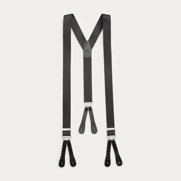 Ralph Lauren Alligator-trimmed Suspenders - Black