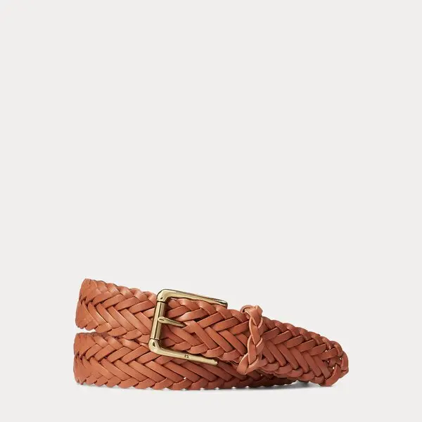 Ralph Lauren Sportsman Braided Leather Belt - Gold