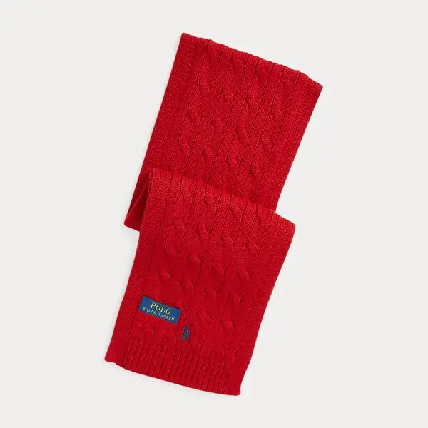 Ralph Lauren Cable-knit Cotton Scarf - Red