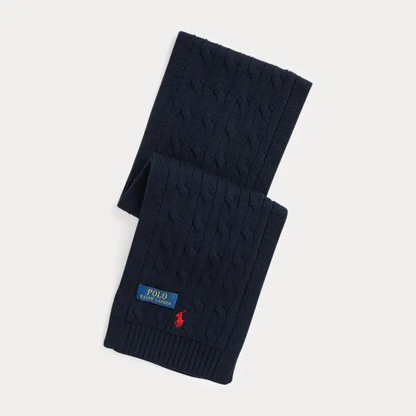 Ralph Lauren Cable-knit Cotton Scarf - Rl Navy