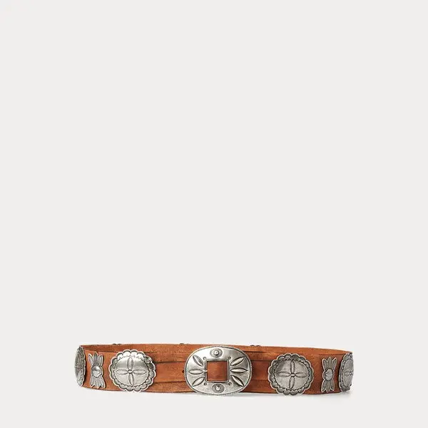 Ralph Lauren Leather Cast Concho Belt - Brown