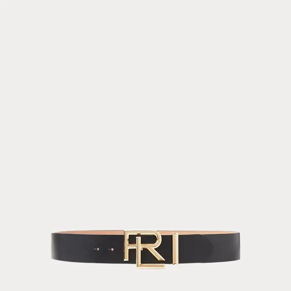 Ralph Lauren Box Leather Wide Belt - Black
