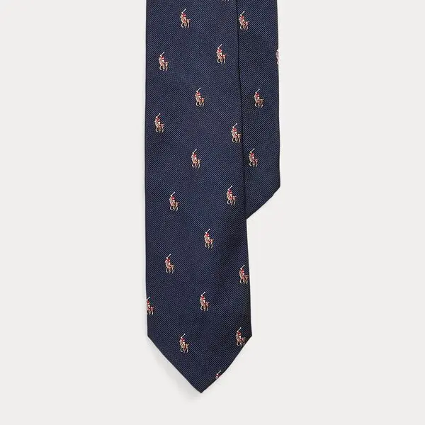 Ralph Lauren Polo Pony Silk Repp Narrow Tie - Navy