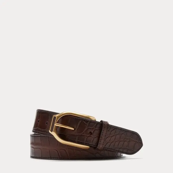 Ralph Lauren Welington Alligator Belt - Goodwood Brown