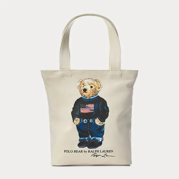 Ralph Lauren Polo Bear Canvas Tote - Natural
