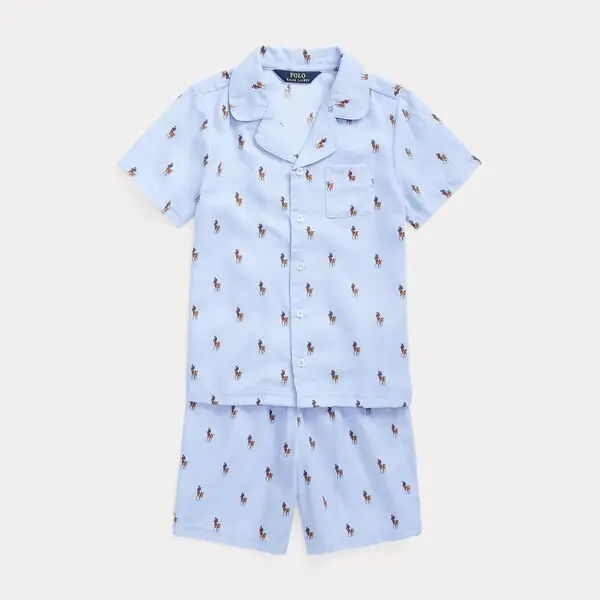 Ralph Lauren Polo Pony Flannel Sleep Set - Office Blue