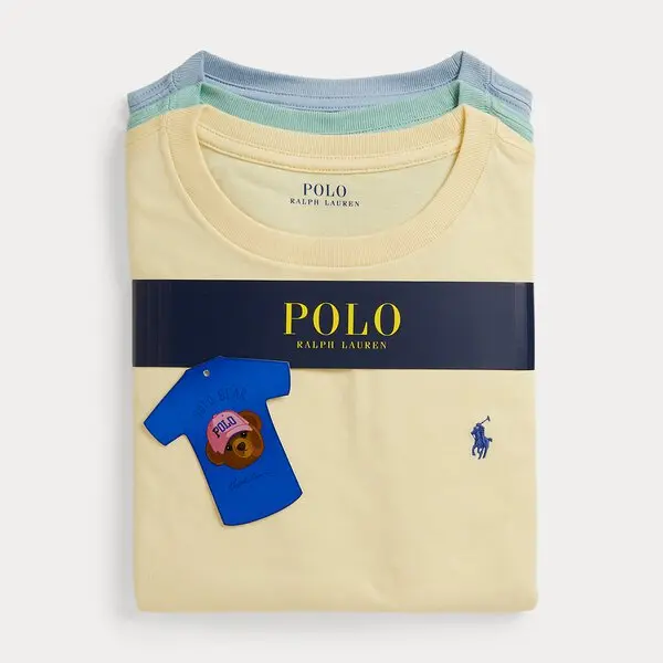 Ralph Lauren Cotton Jersey Crewneck Tee 3-pack - Yellow/blue/green