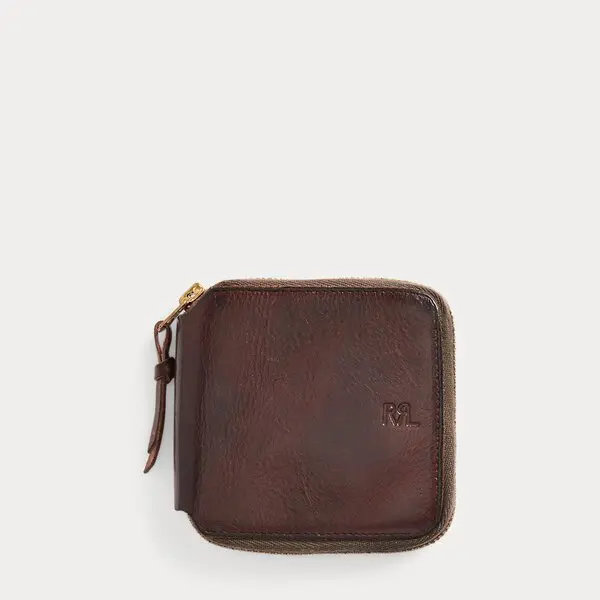 Ralph Lauren Leather Zip Wallet - Dark Brown