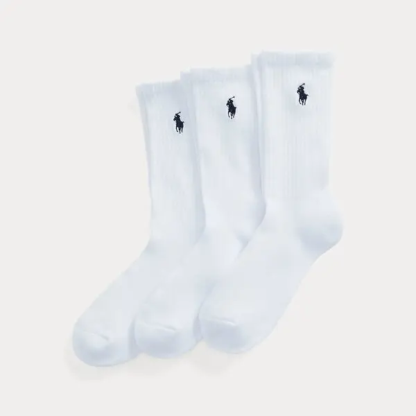Ralph Lauren Cushioned Sport Crew Socks 3 Pack - White