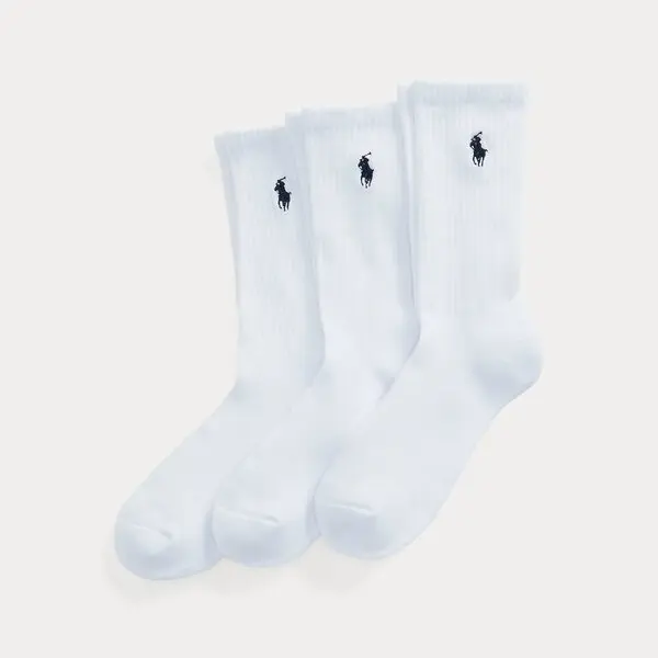 Ralph Lauren Cushioned Sport Crew Socks 3 Pack - White