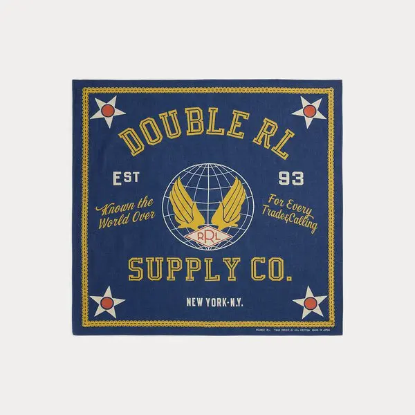 Ralph Lauren Logo Cotton Bandanna - Indigo/yellow/cream
