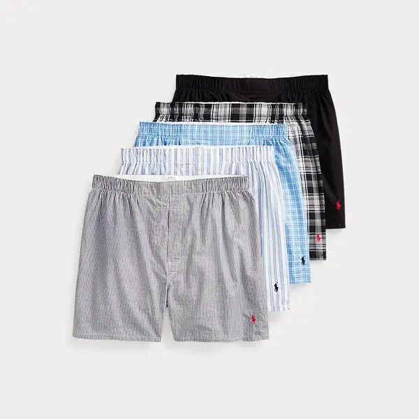 Ralph Lauren Classic Woven Cotton Boxer 5-pack - Grey/blue