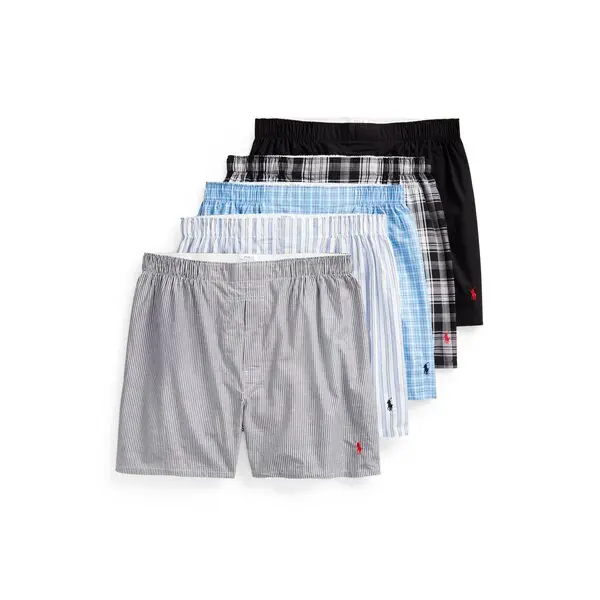 Ralph Lauren Classic Woven Cotton Boxer 5-pack - Grey/blue
