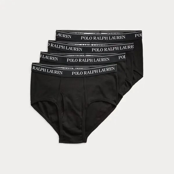 Ralph Lauren Cotton Wicking Mid-rise Brief 4-pack - Black