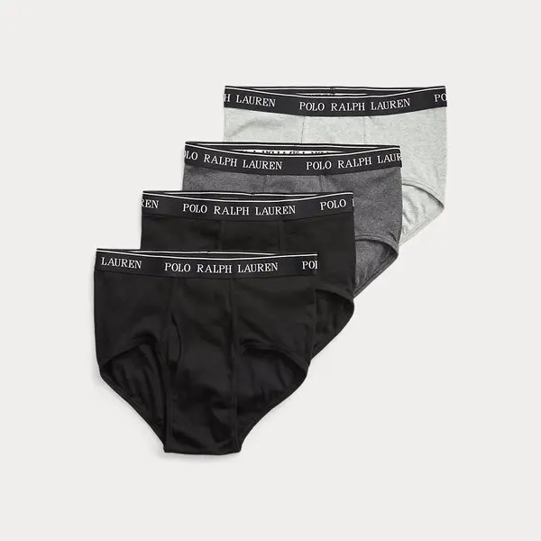 Ralph Lauren Cotton Wicking Mid-rise Brief 4-pack - Grey Assorted