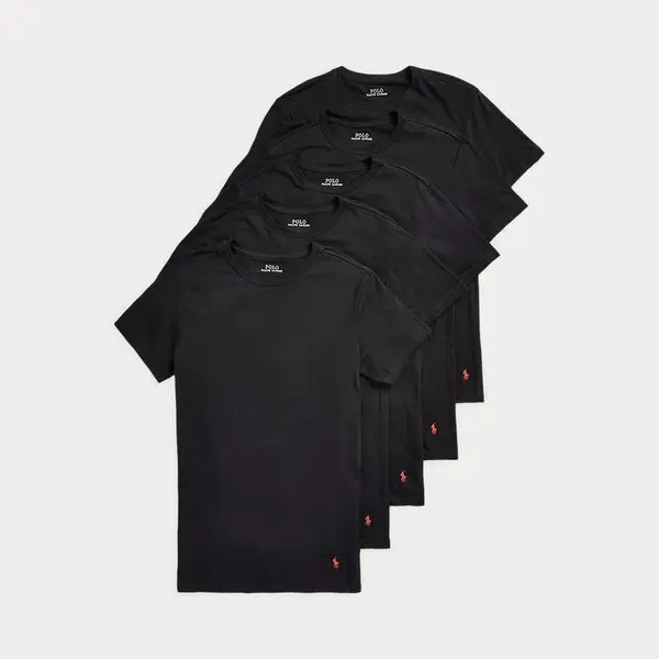 Ralph Lauren Slim Fit Wicking Crew 5-pack - Black