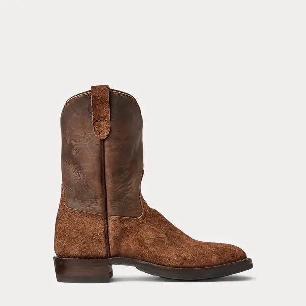 Ralph Lauren Roughout Suede And Leather Boots