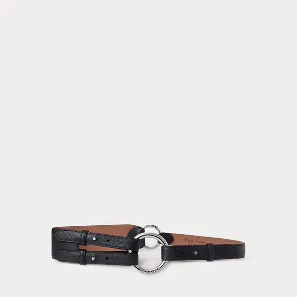 Ralph Lauren Pebbled Calfskin Belt With O-ring Detail - Black