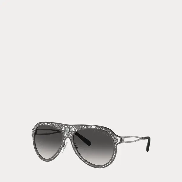 Ralph Lauren Embellished Pilot Sunglasses - Dark Gunmetal
