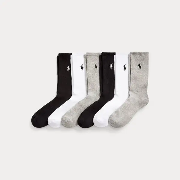 Ralph Lauren Cotton-blend Crew Socks 6 Pack - Ghast