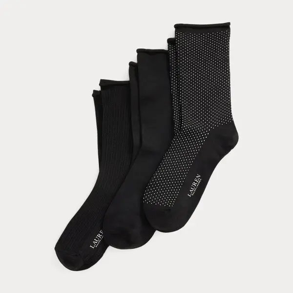 Ralph Lauren Stretch Roll-top Sock 3-pack - Black